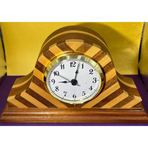Wooden | Accents | Mantel Clock Striped Wooden Clock Works ...